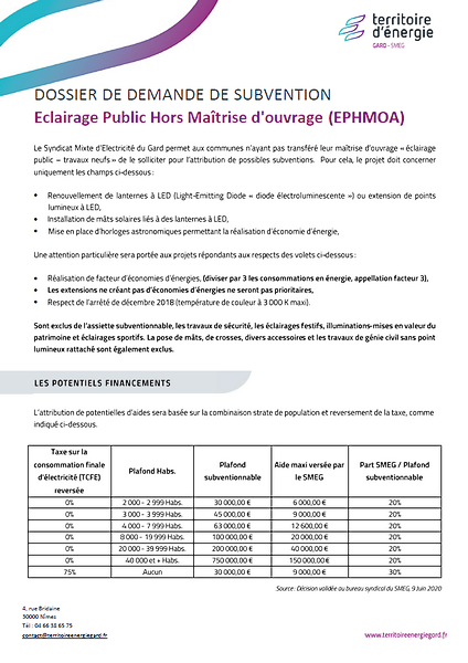 NOS METIERS : ECLAIRAGE PUBLIC - TERRITOIRE D'ENERGIE GARD-SMEG